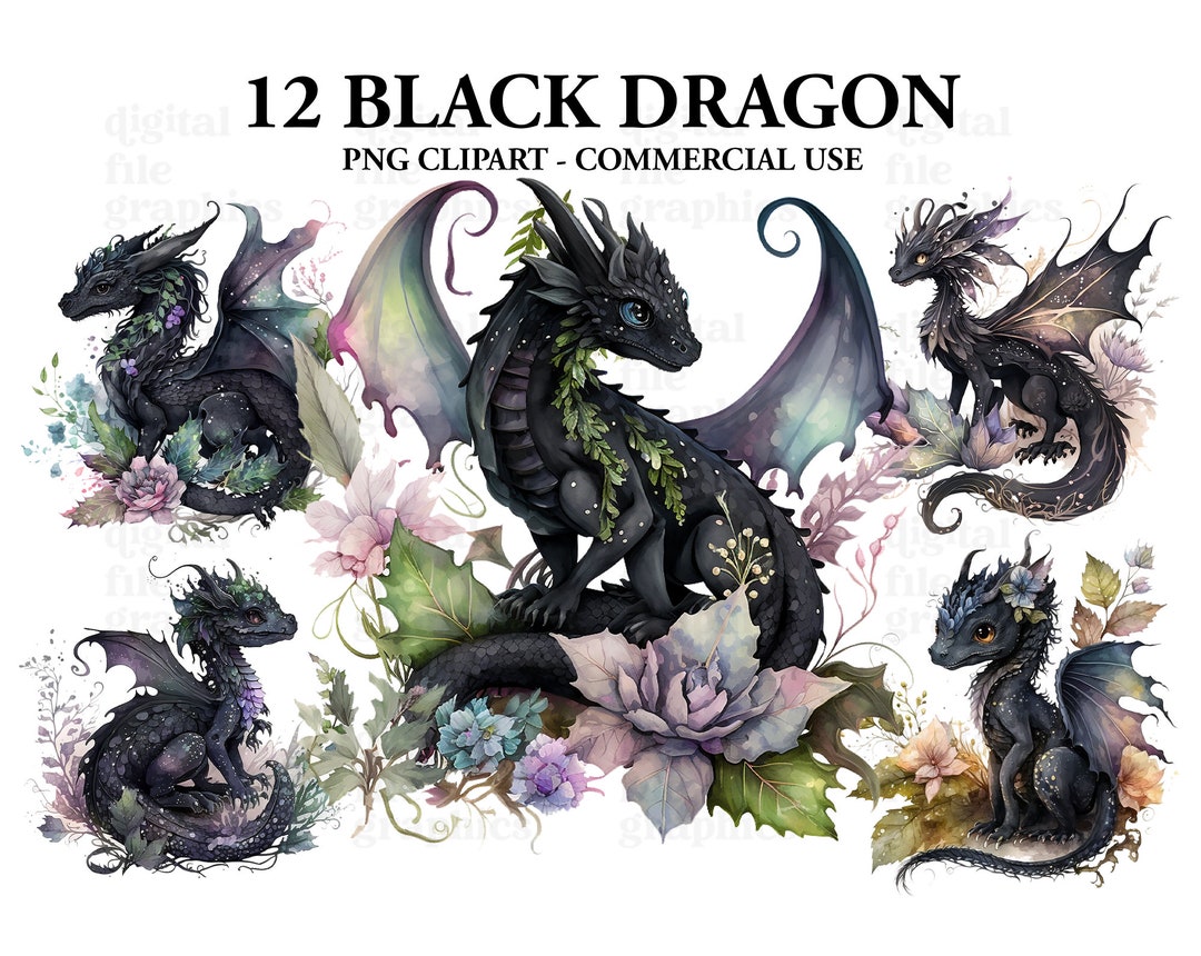 Fantasy Dragons Watercolor Clipart, Magical Mystical Art, Fantasy ...