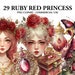 Ruby Red Fairy Princess Watercolor Clipart Princess Clipart - Etsy
