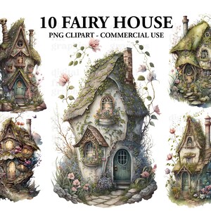 Cute Fairy House Watercolor Clipart, Kids Art Clipart, Fantasy Clipart ...