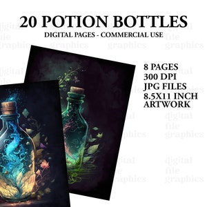 Potion Bottles Junk Journal Papers, Magic Printable Journal Pages for ...