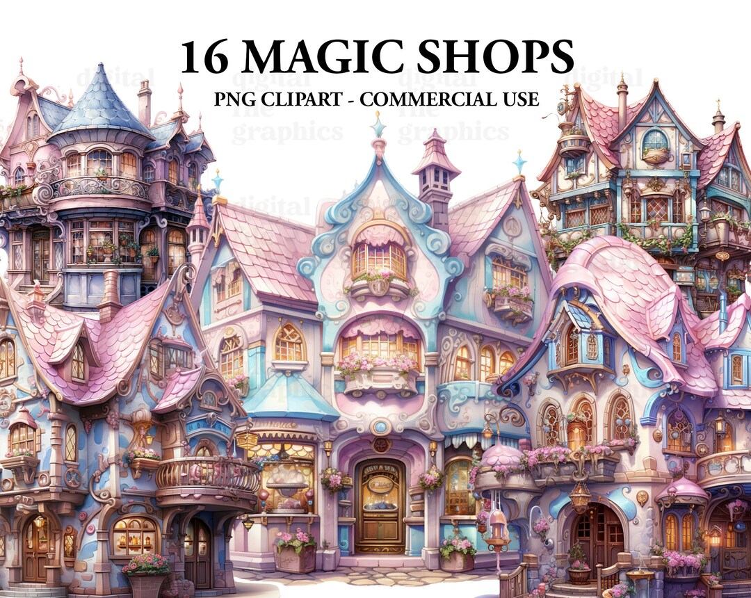 Magic Shops Watercolor Clipart, Magical Mystical Art, Fantasy Clipart ...