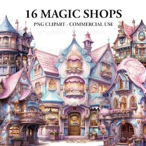 Magic Shops Watercolor Clipart, Magical Mystical Art, Fantasy Clipart ...