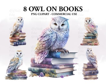 Owl on Books Watercolor Clipart, Magical Mystical Art, Fantasy Clipart ...