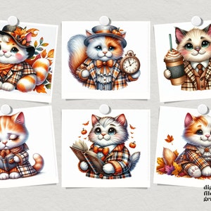 Autumn Cats Watercolor Clipart, Pumpkin Cats Clipart PNG, Fantasy ...