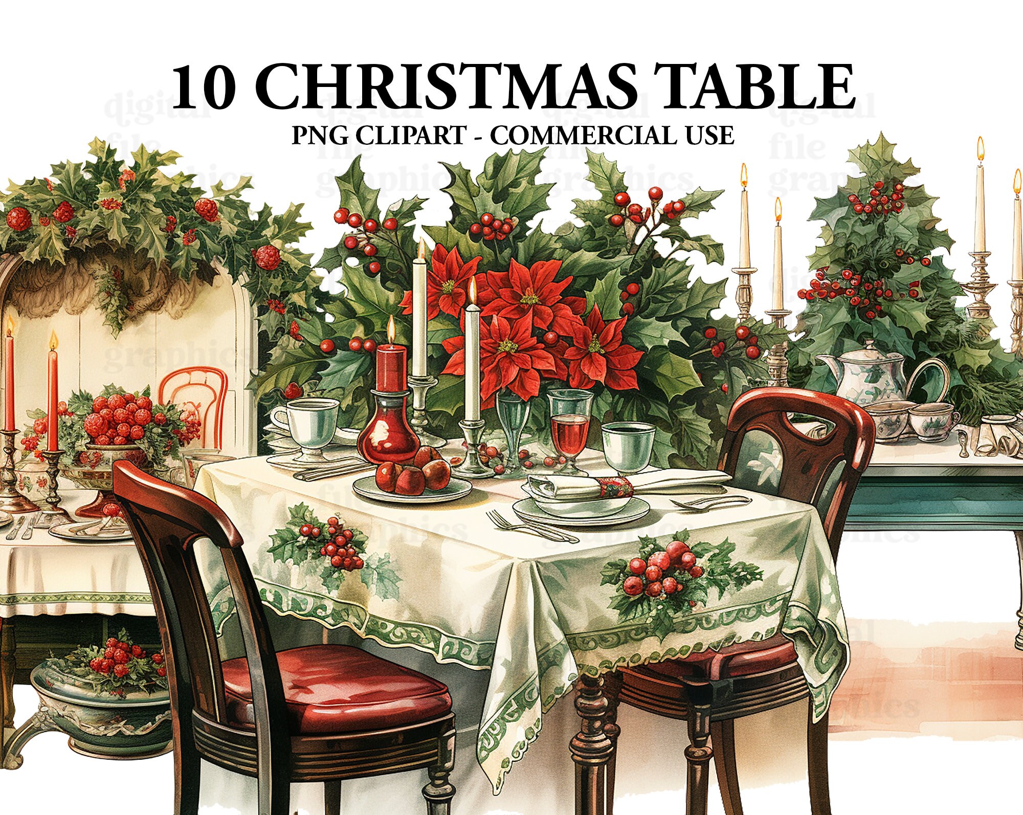 Set Dinner Table Clip Art