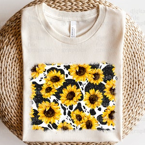 Sunflower Western Background, Cowhide Background Png, Sunflowers Cow ...