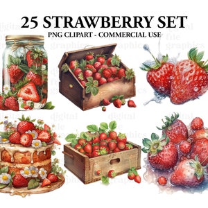 Strawberry Watercolor Clipart, Strawberry Clipart, Strawberry Cake ...