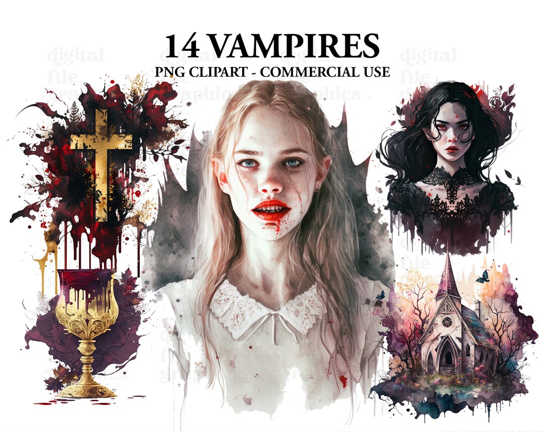 VAMPIRE Watercolor Clipart, Gothic Vampire Png, Magical Clipart, Horror ...