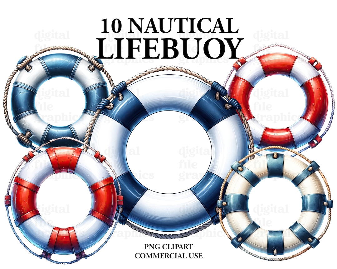 Nautical Lifebuoy Watercolor Clipart, Lifebuoy Clipart PNG, Nautical ...