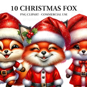 Christmas Fox Watercolor Clipart, Cute Fox Winter Animal Clipart PNG ...