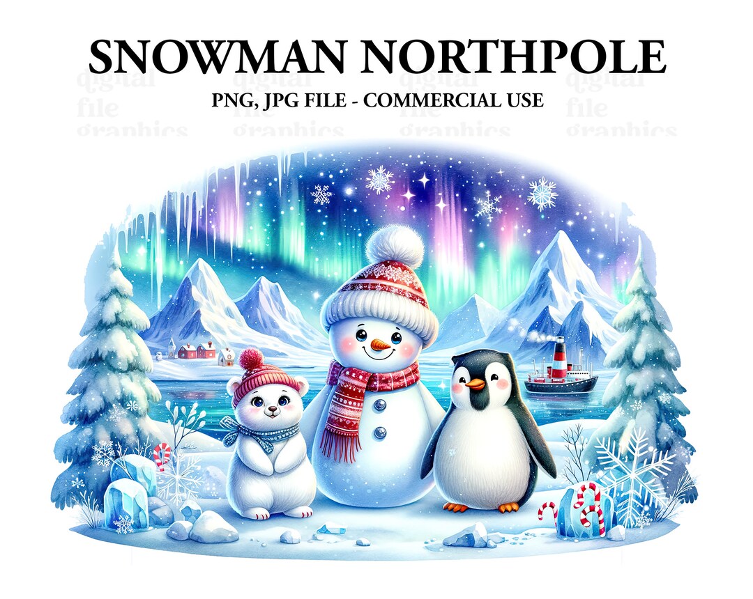 Snowman Christmas Watercolor Clipart, Christmas Clipart PNG, Colorful ...