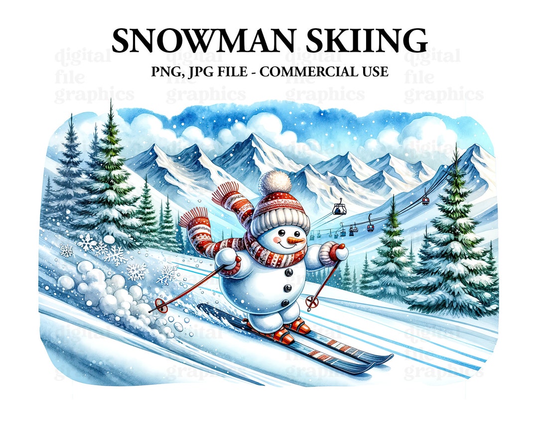 Snowman Christmas Watercolor Clipart Christmas Clipart PNG - Etsy