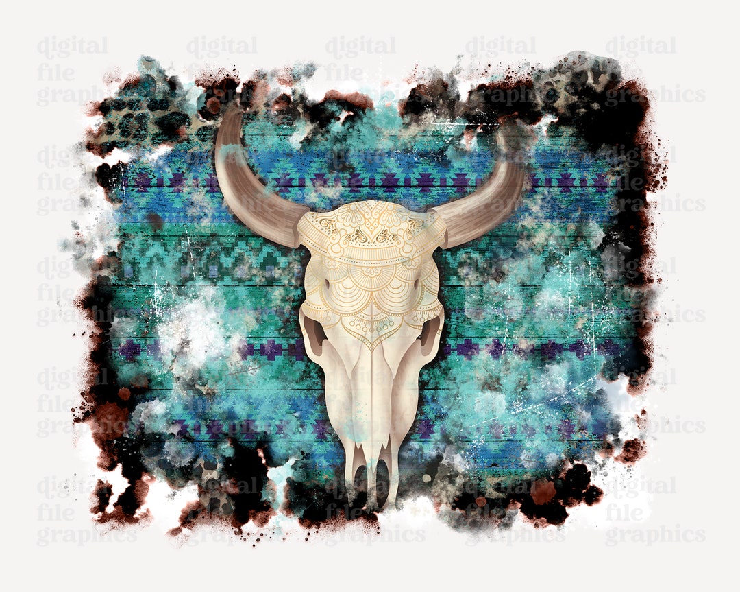 Aztec Cow Skull Frame Background Brown Cowhide Background - Etsy