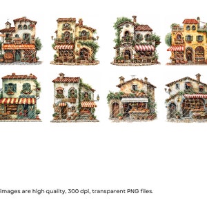 Italian Pizzeria Watercolor Clipart, Pizzeria Clipart, Building Bundle ...