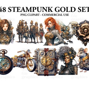 Steampunk Gold Clipart, Steampunk Clipart PNG, Birds PNG, Scrapbook ...
