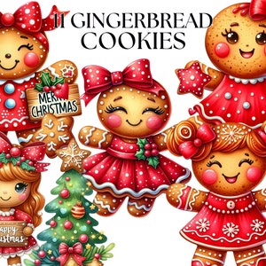 Christmas Cookie Gingerbread Girl Watercolor Clipart, Christmas Cookies ...