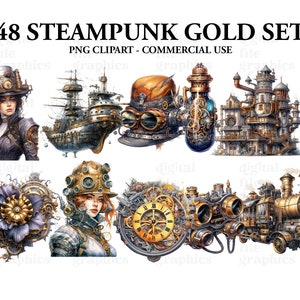 Steampunk Gold Clipart, Steampunk Clipart PNG, Birds PNG, Scrapbook ...