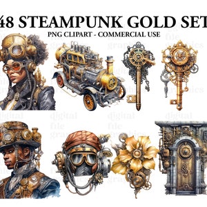 Steampunk Gold Clipart, Steampunk Clipart PNG, Birds PNG, Scrapbook ...