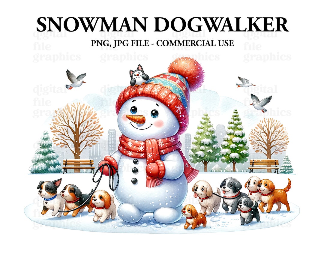 Snowman Christmas Watercolor Clipart, Christmas Clipart JPG, PNG ...