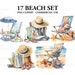 Beach Day Set Watercolor Clipart, Beach Clipart, Beach Bag, Beach Chair ...