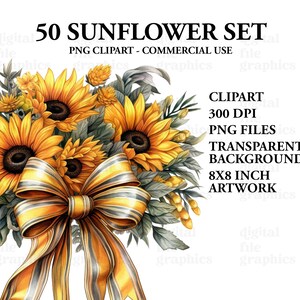 BIG BUNDLE Sunflower Watercolor Clipart, Summer Flowers Clipart ...