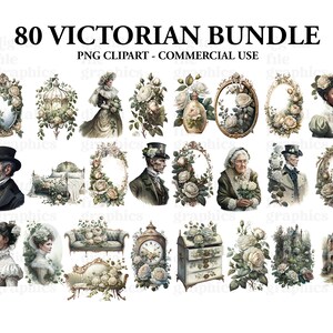 BIG BUNDLE WHITE Victorian Vintage Rose Watercolor Clipart, Victorian ...