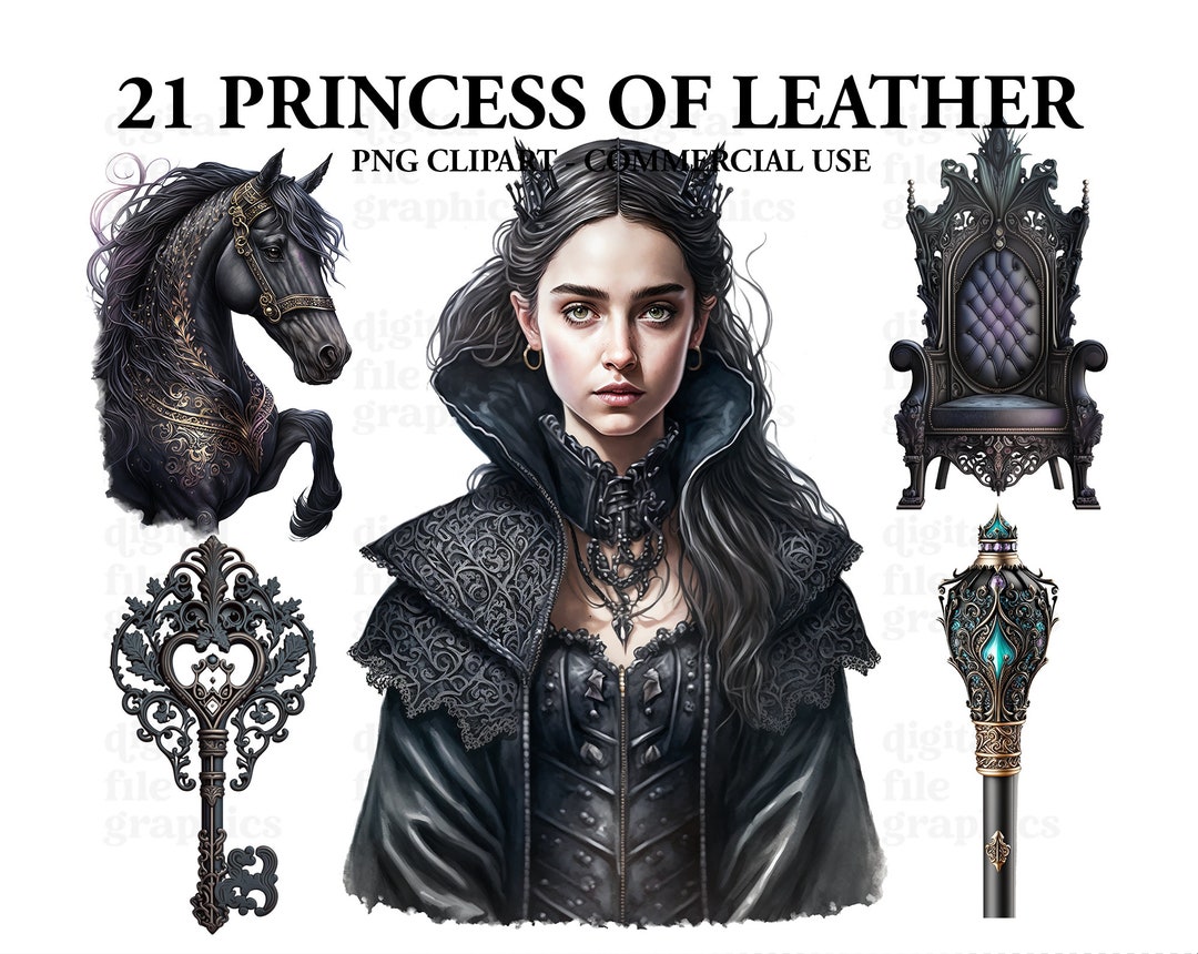 LEATHER Princess Watercolor Clipart, Princess Clipart, PNG Leather ...