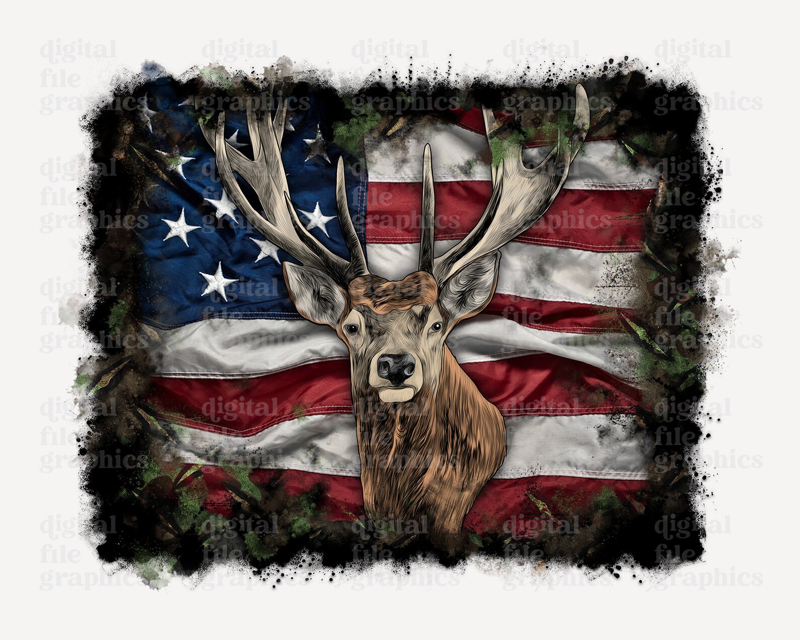 Deer Hunter Shirt, Hunting Background, American Flag Sublimation PNG ...