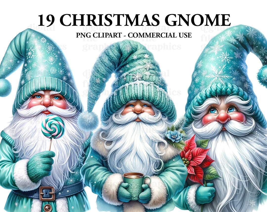 Christmas Gnome Watercolor Clipart, Gnome Winter Clipart PNG, Fantasy ...