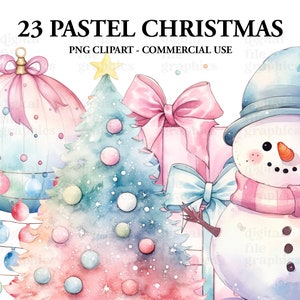 Pastel Color Christmas Watercolor Clipart, Christmas Tree Clipart PNG ...