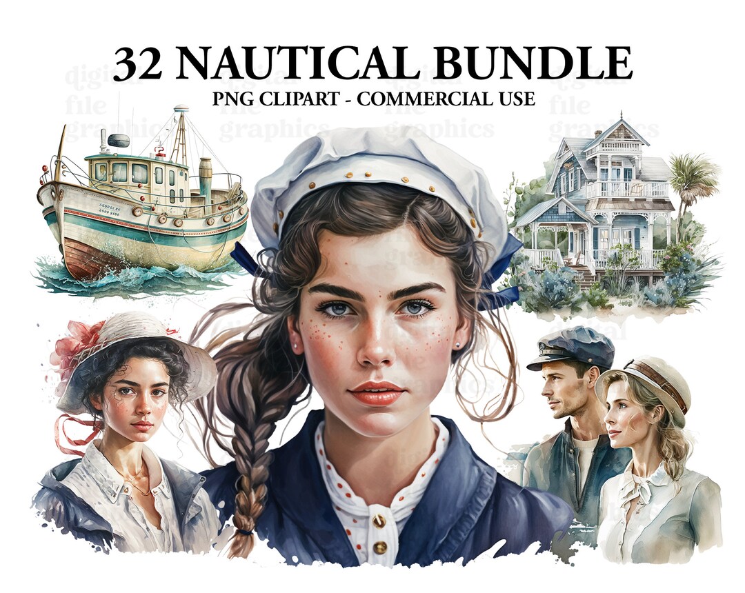 Nautical Watercolor Clipart, Marine Clipart, Ocean Sea Watercolor ...