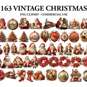 BIG BUNDLE Vintage Christmas Watercolor Clipart, Christmas Clipart PNG ...