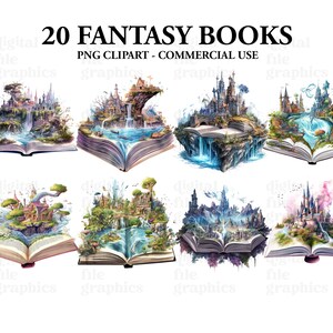 Fantasy Book Watercolor Clipart, Fairytale Saga, Kids Art Clipart ...