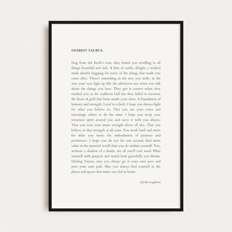 Star Sign Print Taurus - Etsy