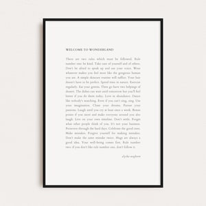WONDERLAND, Alysha Waghorn Quote, Quotes Print, Poster Print, Wall Art ...