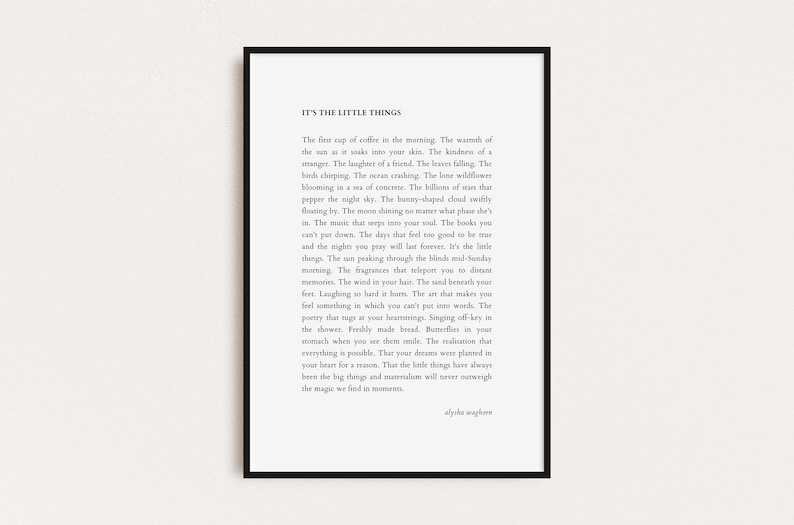 THE LITTLE THINGS. Alysha Waghorn Quote, Quotes Print, Poster Print ...