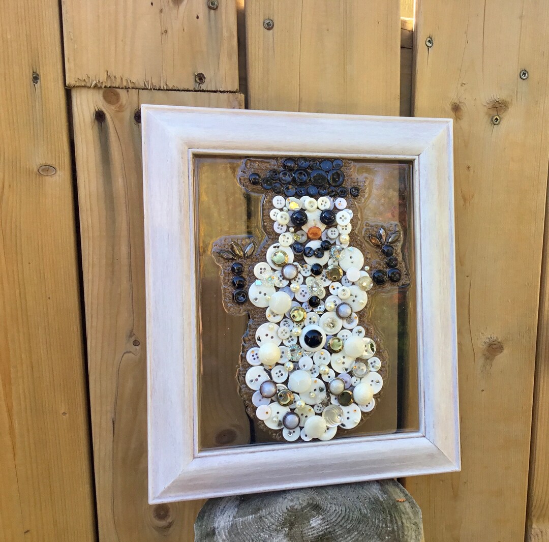 Bespoke Button Wall Art, Snowman, Wall Hanging Button Art, Christmas ...