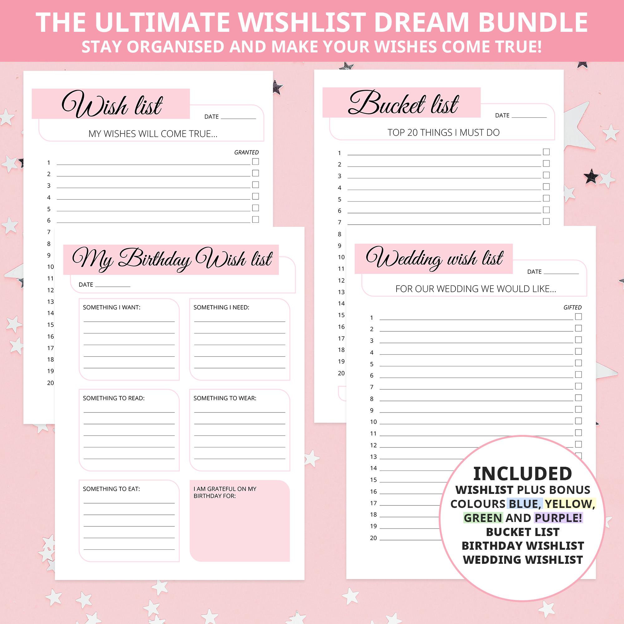 Digital & Printable Birthday Wish List – Organize Your Dream Birthday ...