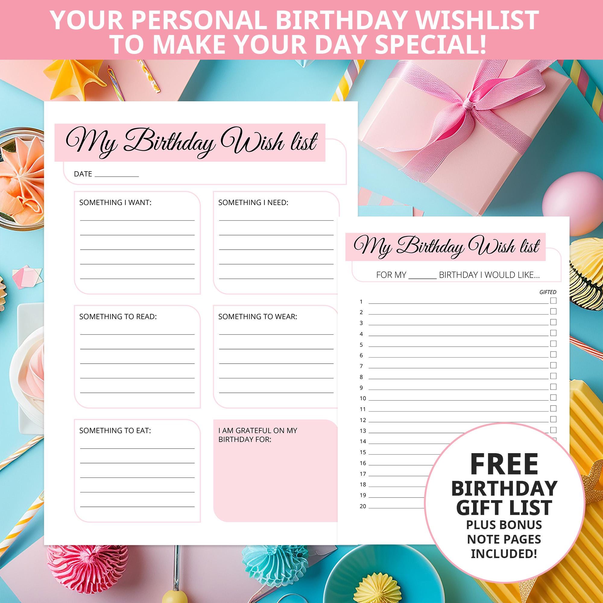 Digital & Printable Birthday Wish List – Organize Your Dream Birthday ...