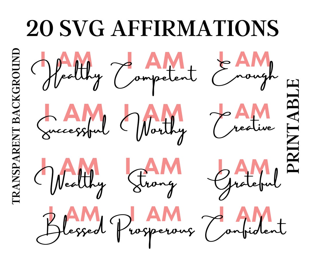 I AM Affirmations SVG Affirmations SVG Scrap Booking Vision Board ...
