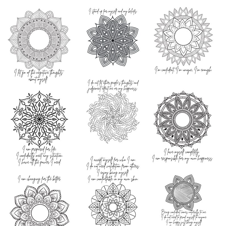 I AM AFFIRMATIONS | 32 Mandalas Coloring Pages | Powerful | Confidence ...