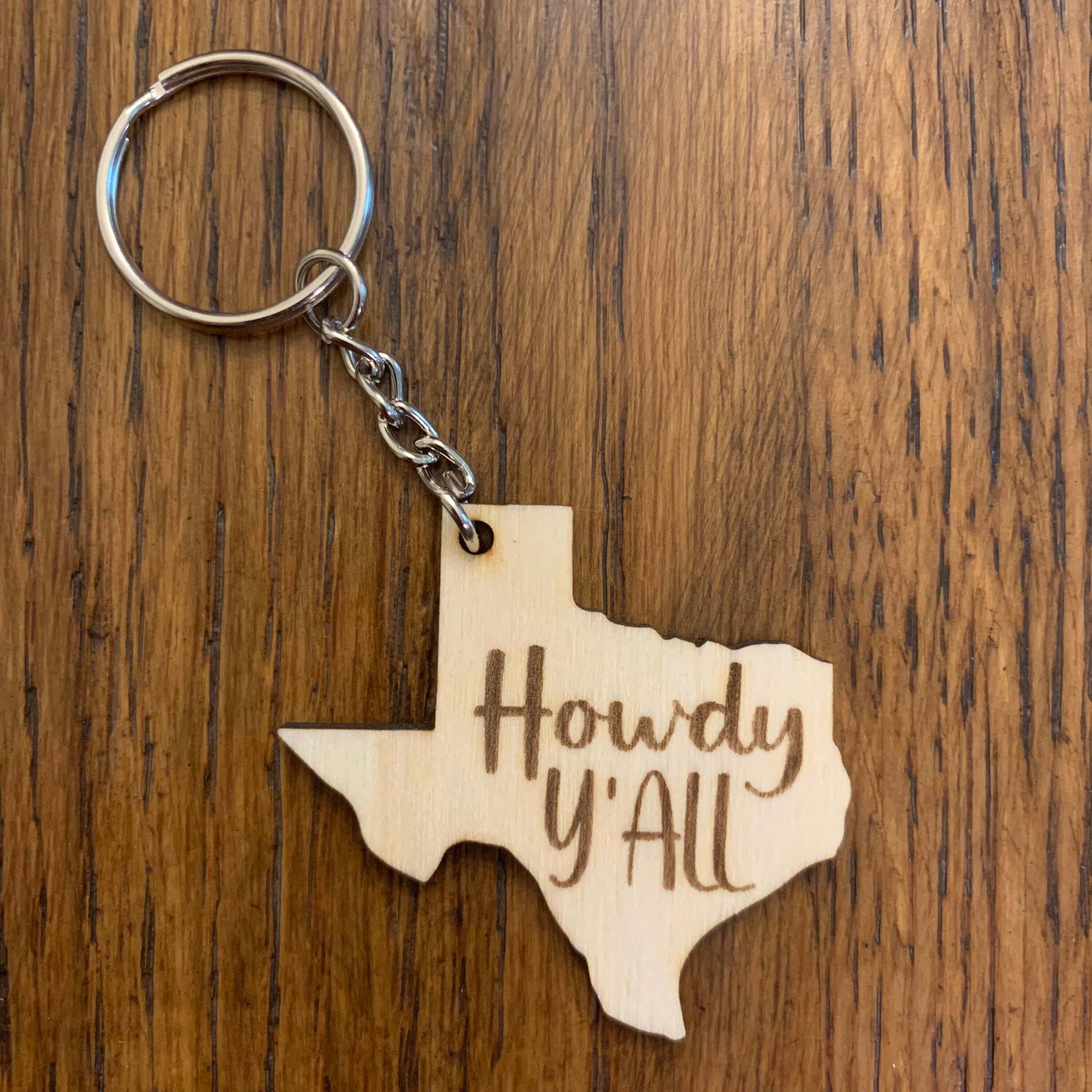 Texas Keychain Wood Engraved Keychain Texas Gift Gift for Him Key Fob ...