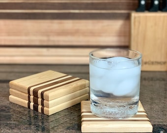 Handmade Walnut Wood Coasters Set of 4 With Optional Walnut and Maple ...
