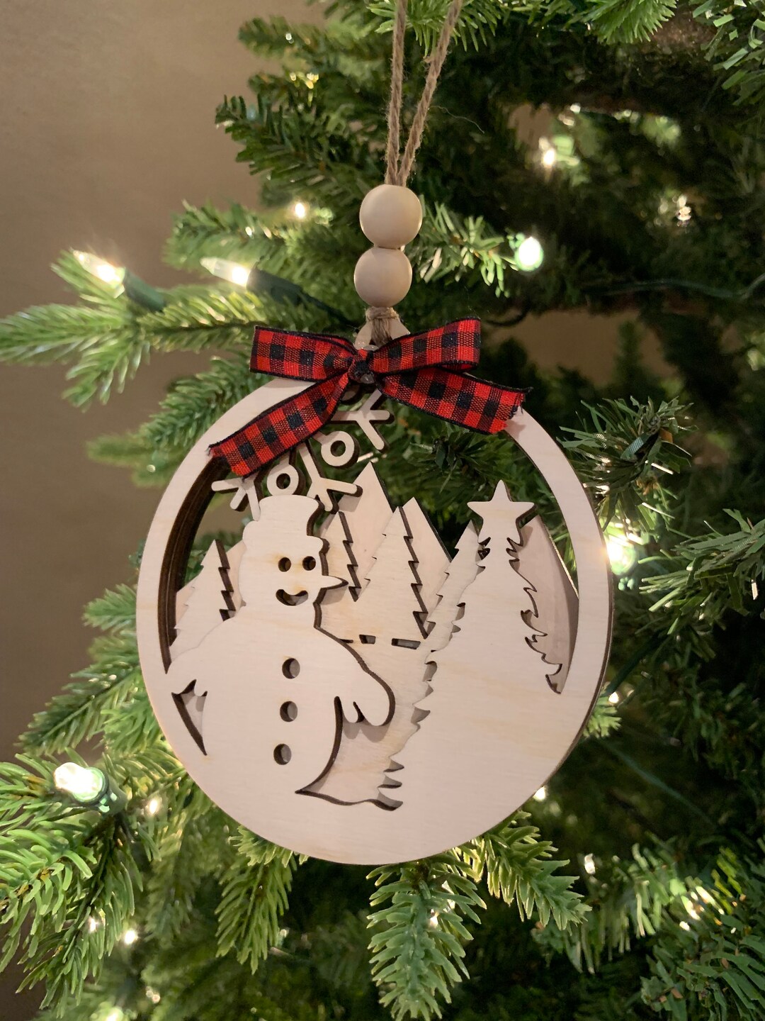 Christmas Ornament, Layered Wooden Ornament, Snowman Decor, Cute ...