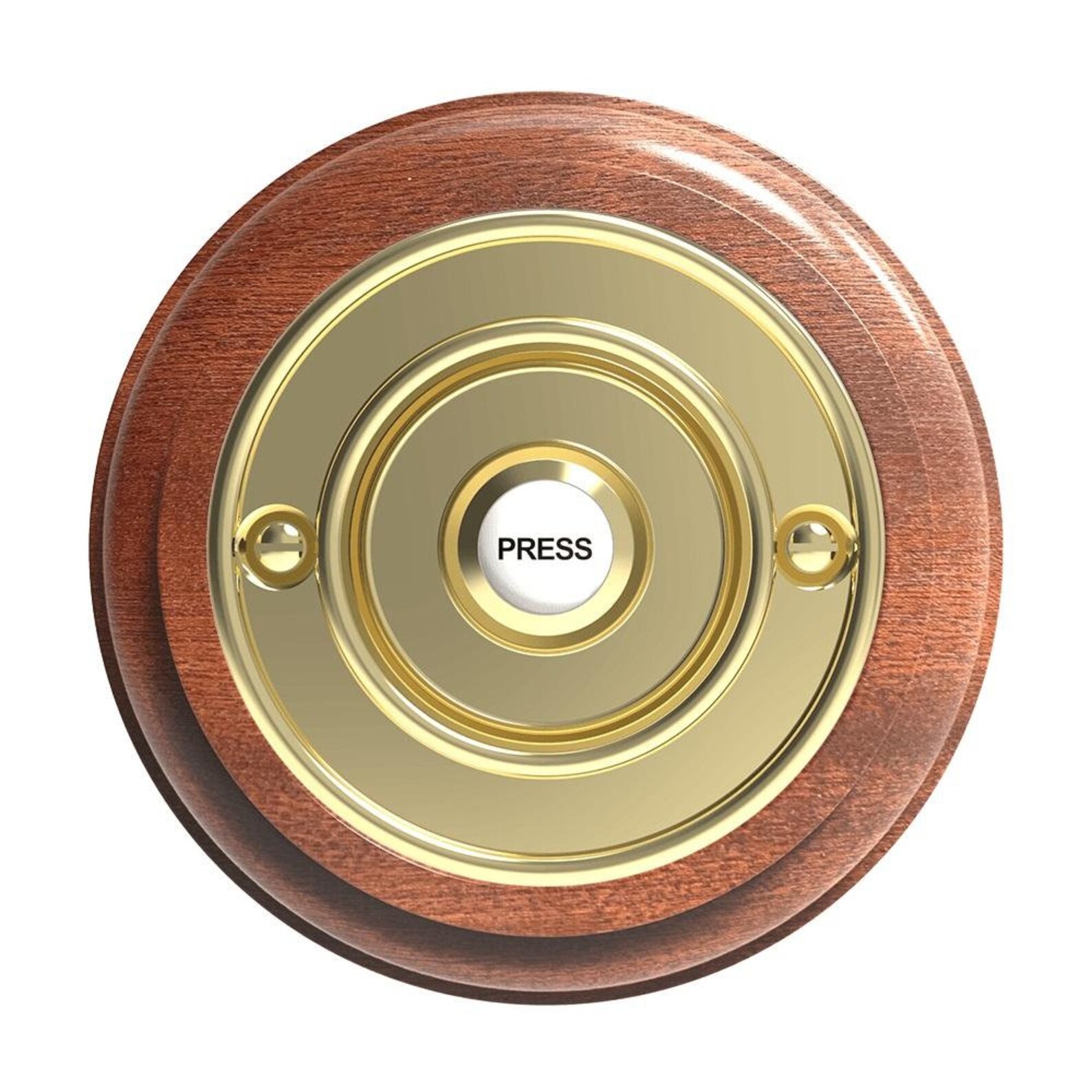 Traditional Round Wireless Doorbell in Mahogany and Brass - Etsy