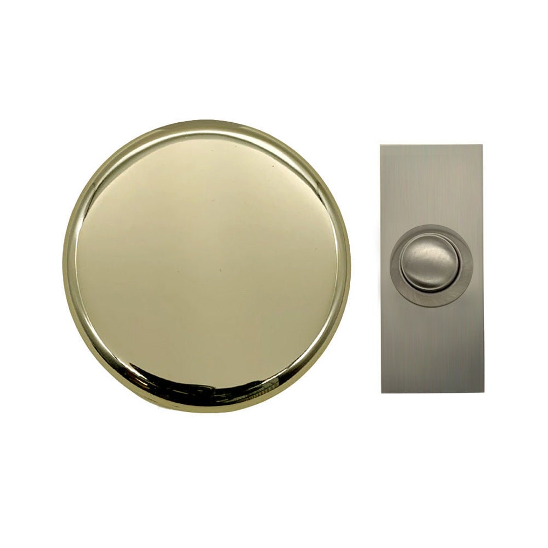 Brass Wind up Mechanical Doorbell With Rectangular Brushed Nickel Push ...