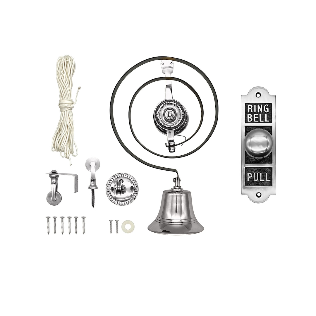 Butlers Bell & Rectangular Black Pull With Nylon Cord - Chrome - Etsy