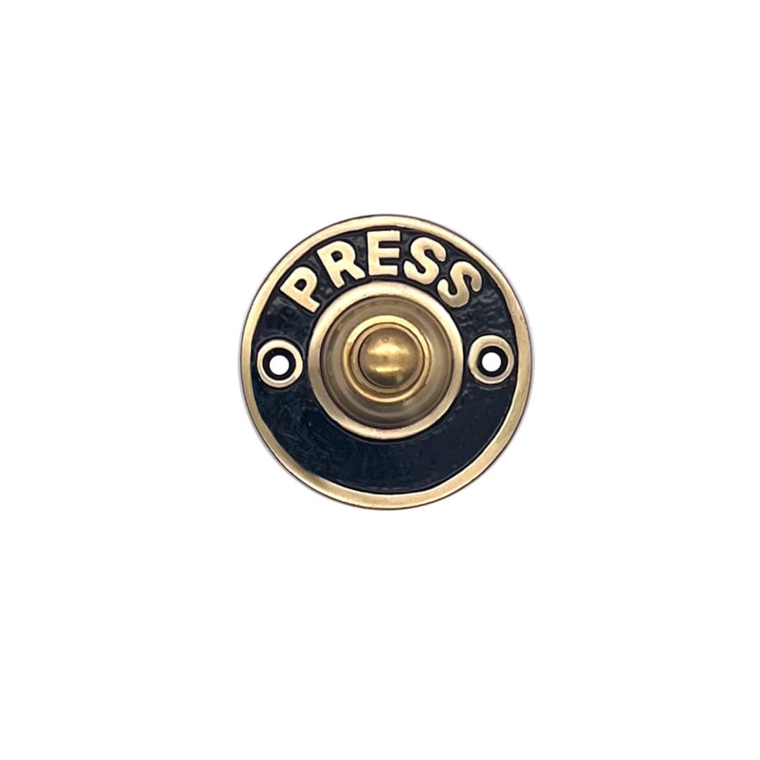 Wind up Mechanical 'press' Bell Push Brass and Black With Brass Center ...
