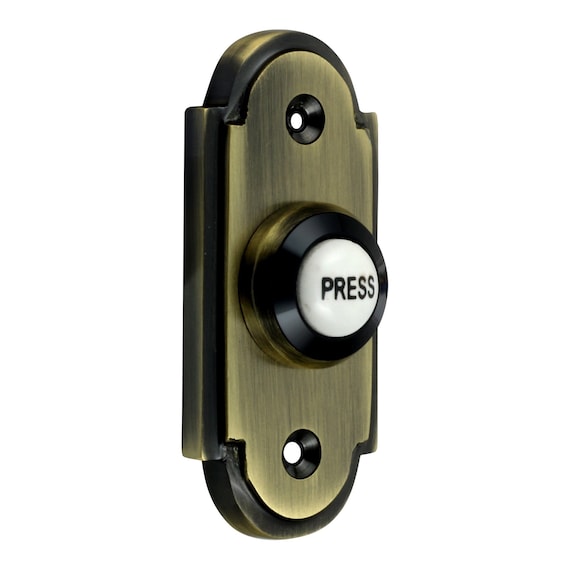 Antique Brass Shaped Bell Push With China Press - Etsy