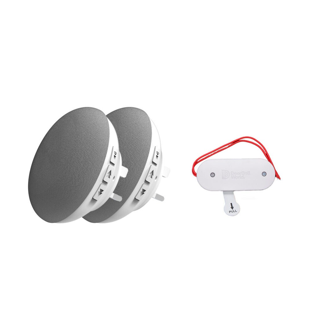 Doorbell World Twin Plugin Chime Unit With Wired to Wireless Bell Push ...